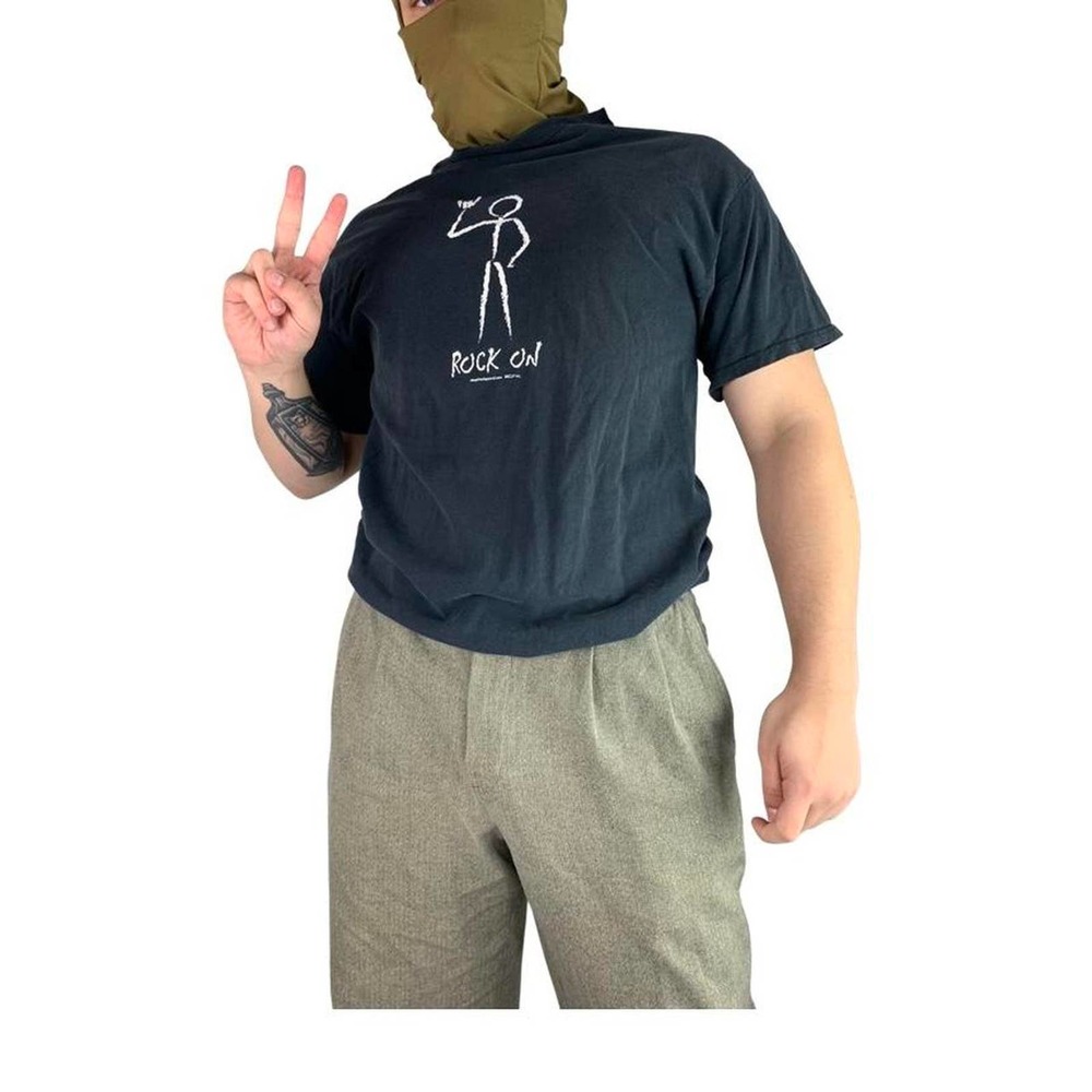 Vintage Y2k Rock On Stick Figure T-Shirt - Gem